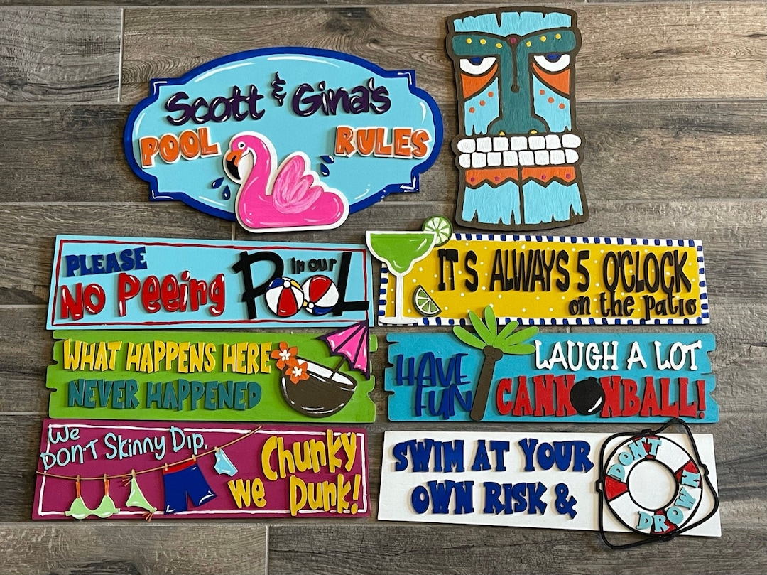 Tiki Sign SET - Build Your Own Freestanding Tiki Pool/patio Sign - Hand ...