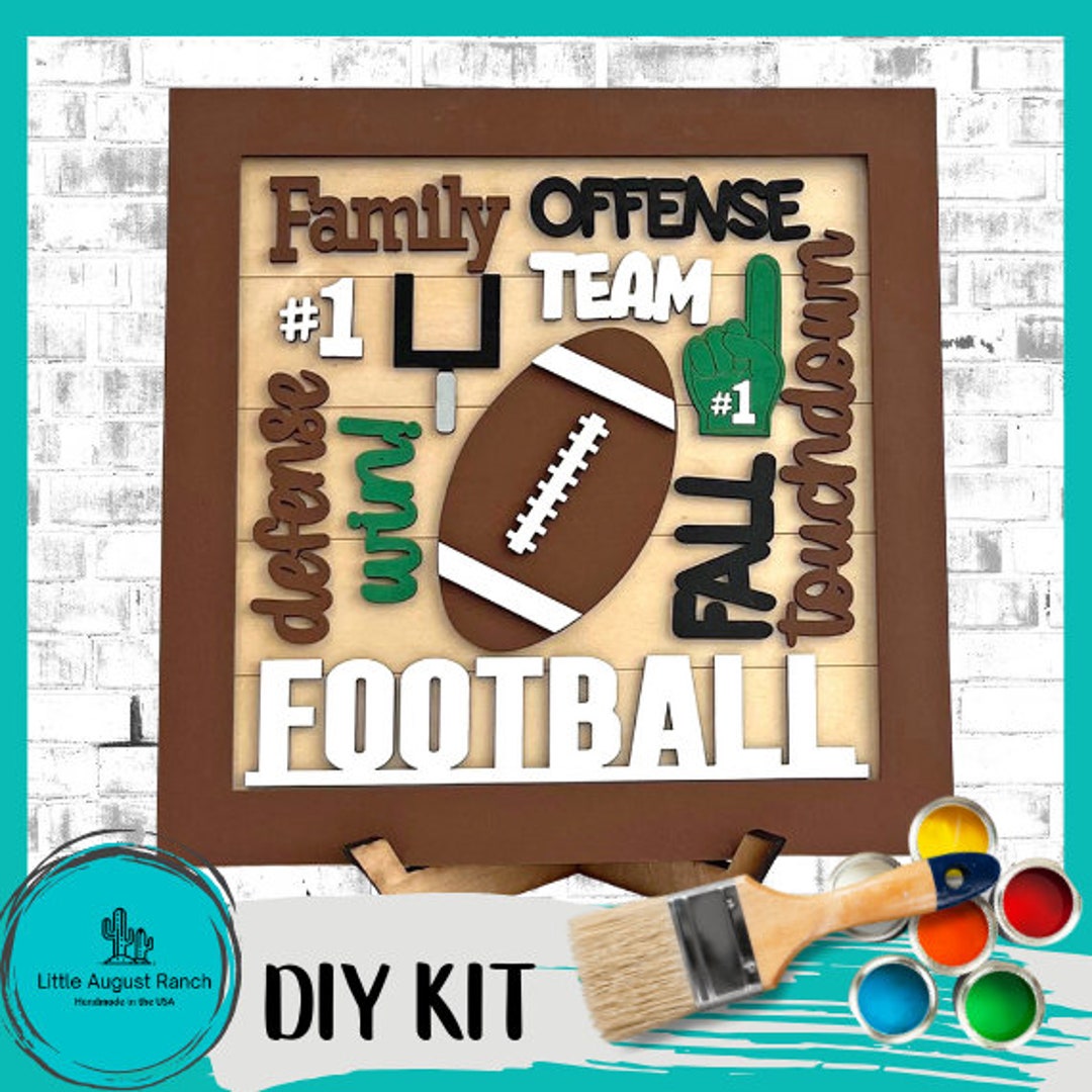 Football Word Collage Square Framed - DIY Wood Blank Paint and Craft ...