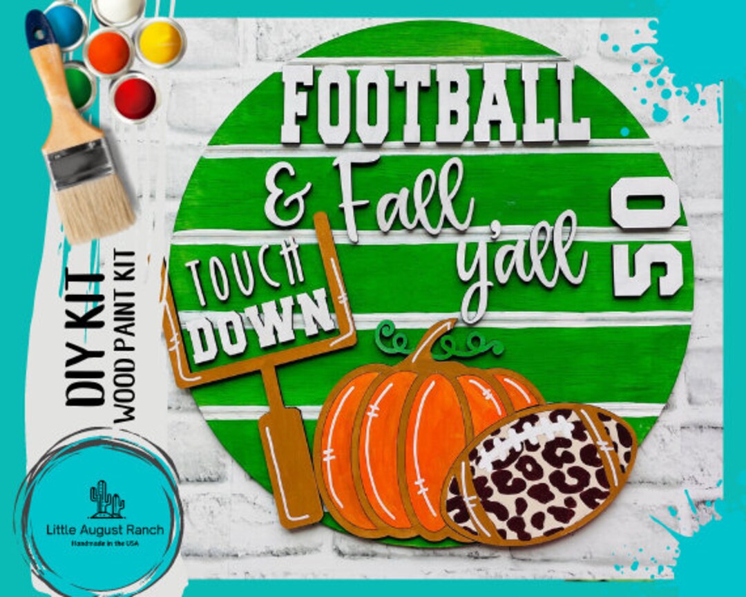 Football Decor - Round Door/wall Hanger Fall Football- DIY Wood Blank ...