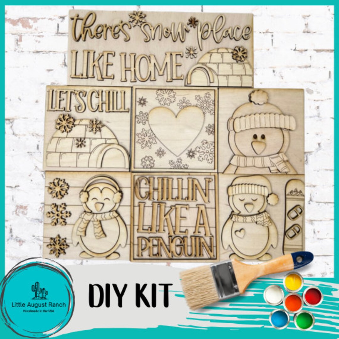 Penguin Winter DIY Leaning Ladder Insert Kit - Wood Blanks for Painting ...