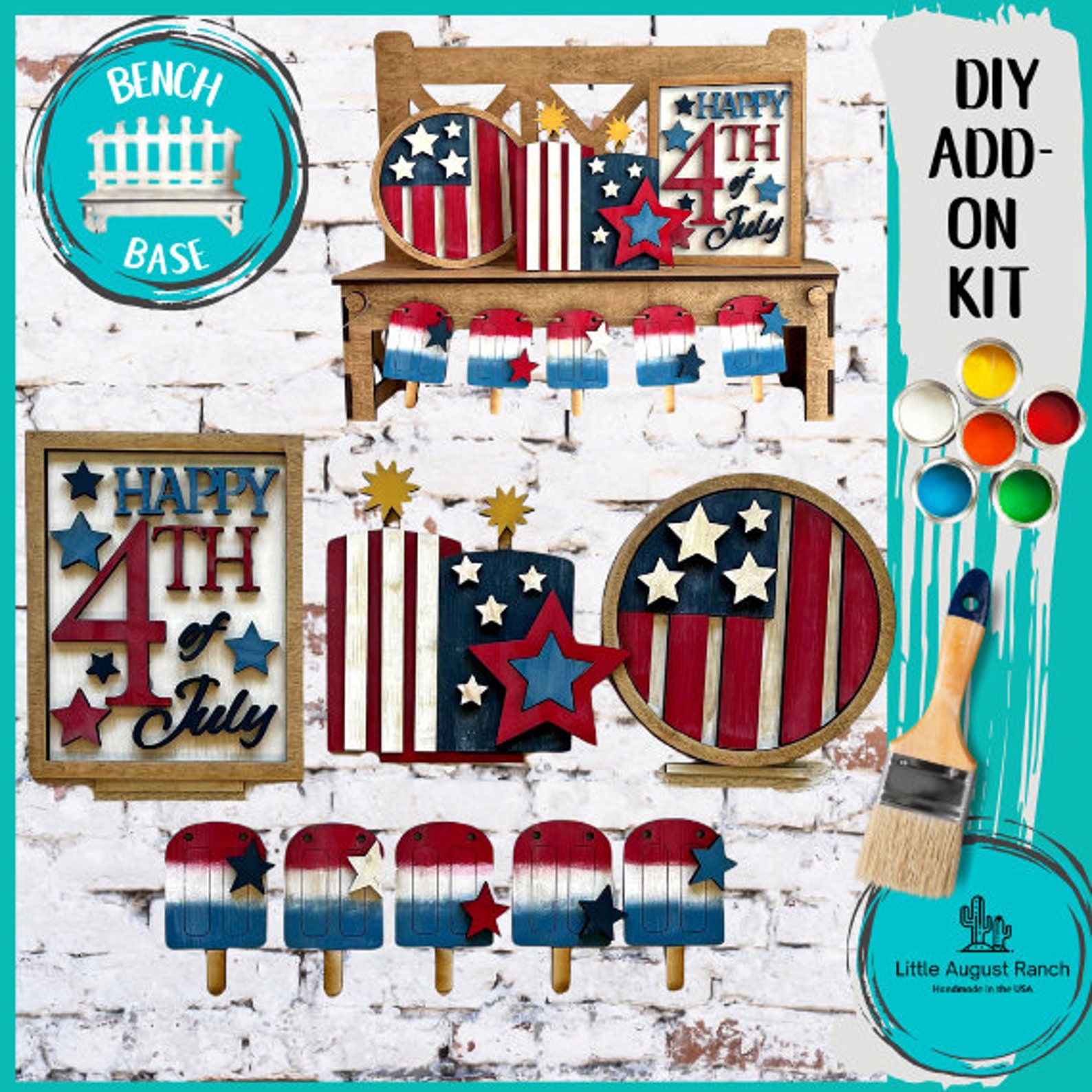 4th of July Insert for Our Bench Interchangeable Shelf Pieces , Decor ...