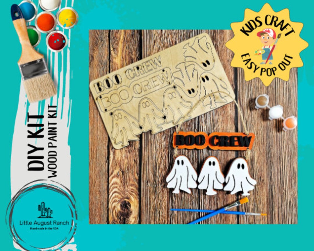 Boo Crew Craft Kits for Kids DIY Wood Blank Paint Kit - Paint It ...