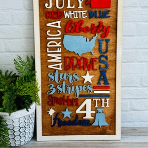 July Word Collage DIY Wood Kit - Etsy