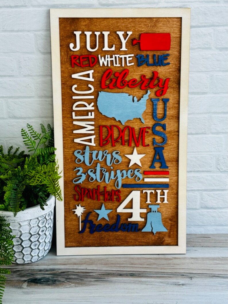 July Word Collage DIY Wood Kit - Etsy