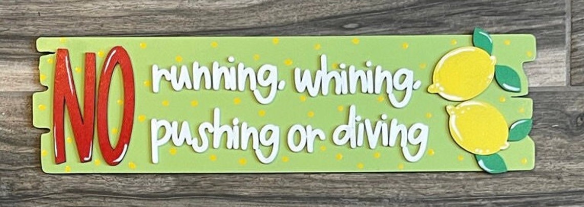 Tiki Sign NO Running Whining Pushing or Diving Build - Etsy