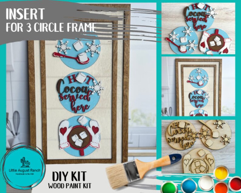 Cocoa Circle Trio DIY Wood Paint Kit for 3 Circle Frame ...