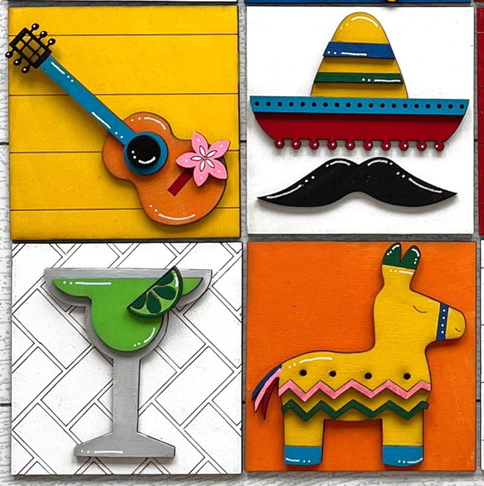 Fiesta Square DIY Tiles for 4.5" Frame - Wood Blanks to Paint and Craft ...