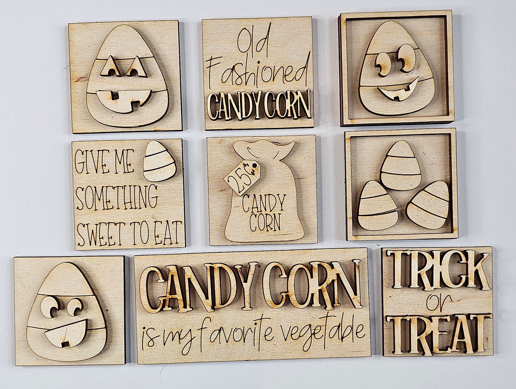 Candy Corn Tiny Tile Set for Interchangeable Frame Wood Decor - DIY ...
