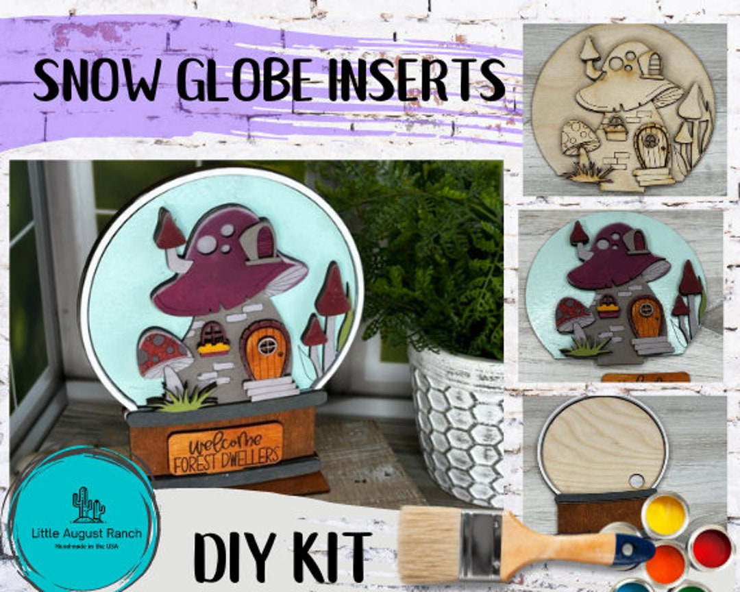 Mushroom Insert for Snow Globe DIY Interchangeable Decor Inserts - Wood ...