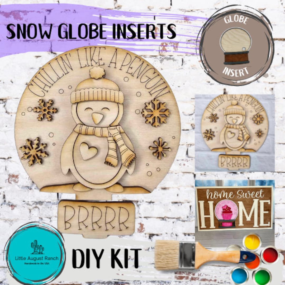 Winter Penguin Insert for Snow Globe DIY Interchangeable Decor Inserts ...