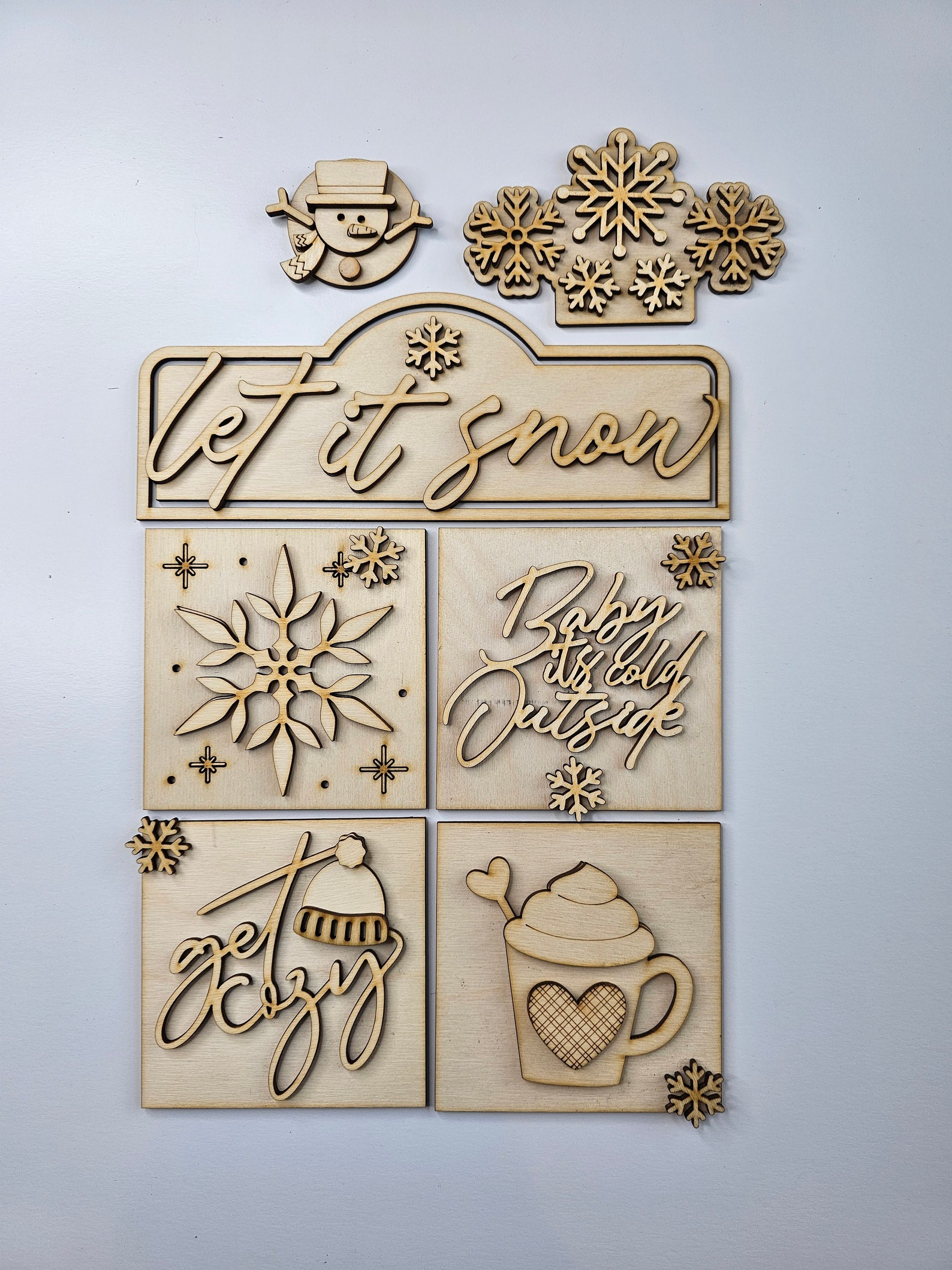 Let It Snow Square Inserts for House Frames Interchangeable 7 Piece ...