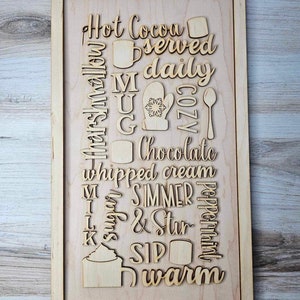 Hot Cocoa Word Collage DIY Wood Blank Paint Kit - Etsy