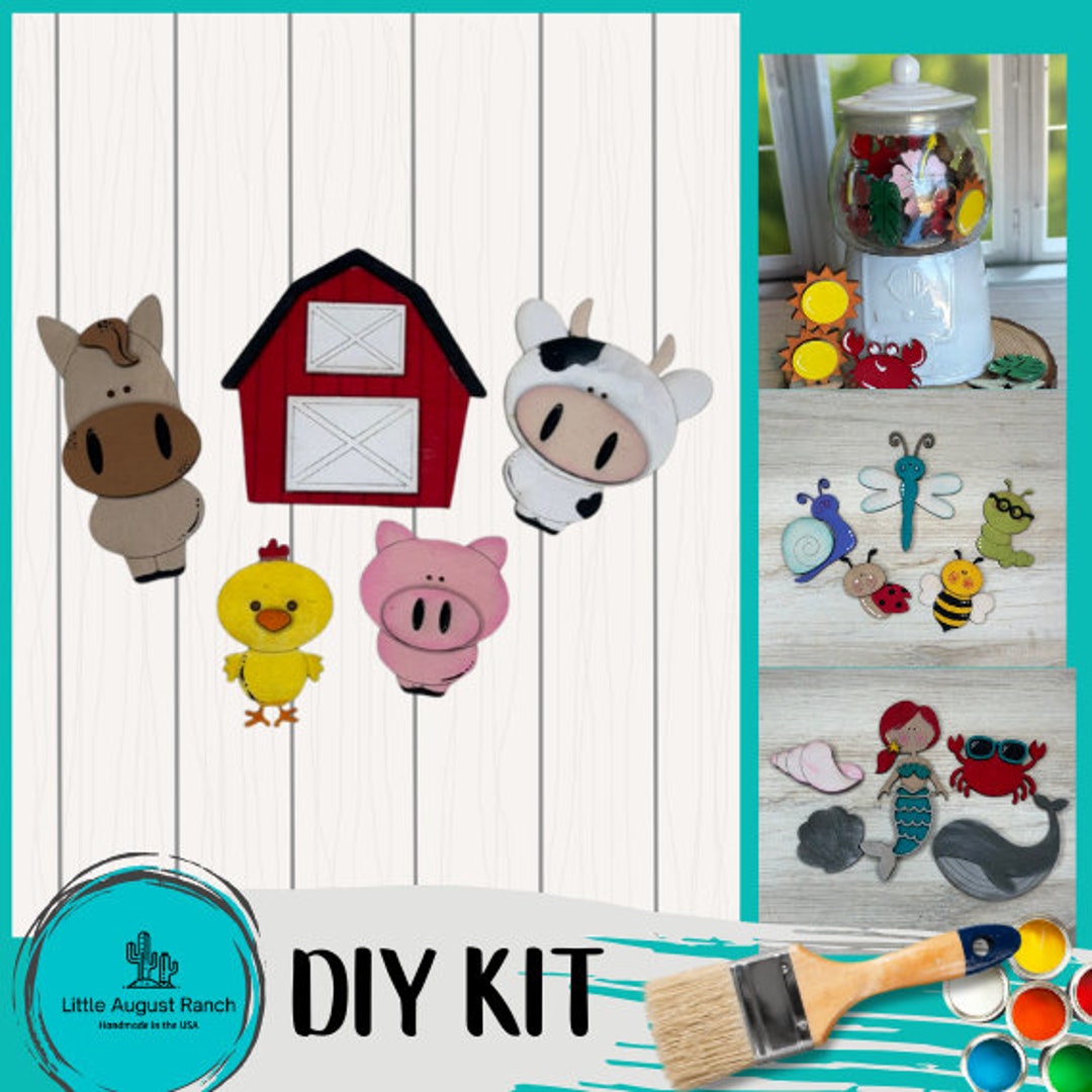 Farm Gumball Machine Filler, DIY Gumball Filler Craft Kit - Wood Blanks ...