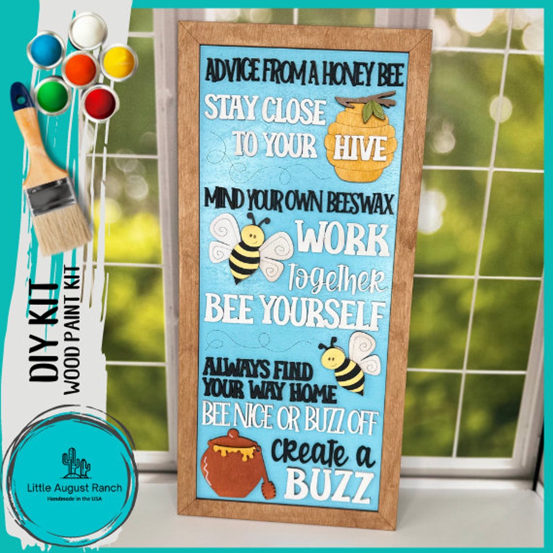 Advice From a Honey Bee Word Collage DIY Wood Black Kit for Painting ...