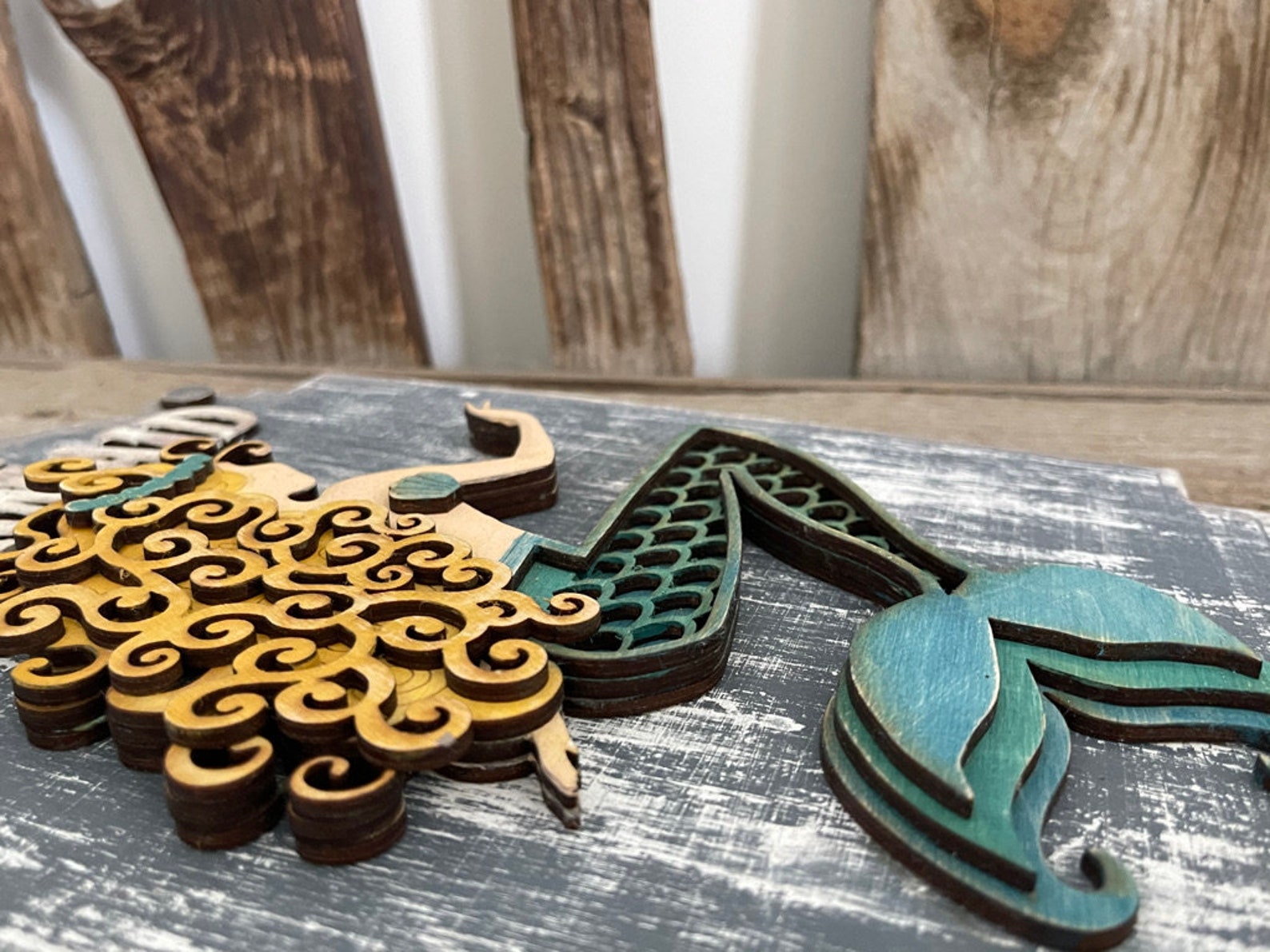 Mermaid Wall Decor Wood Mermaid Sign Beach House Decor - Etsy