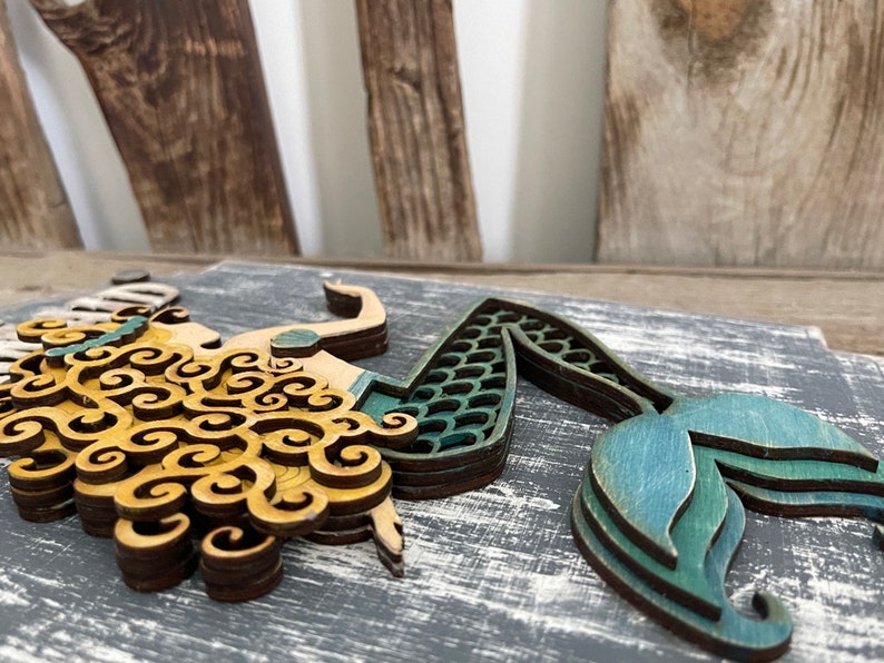 Mermaid Wall Decor Wood Mermaid Sign Beach House Decor - Etsy