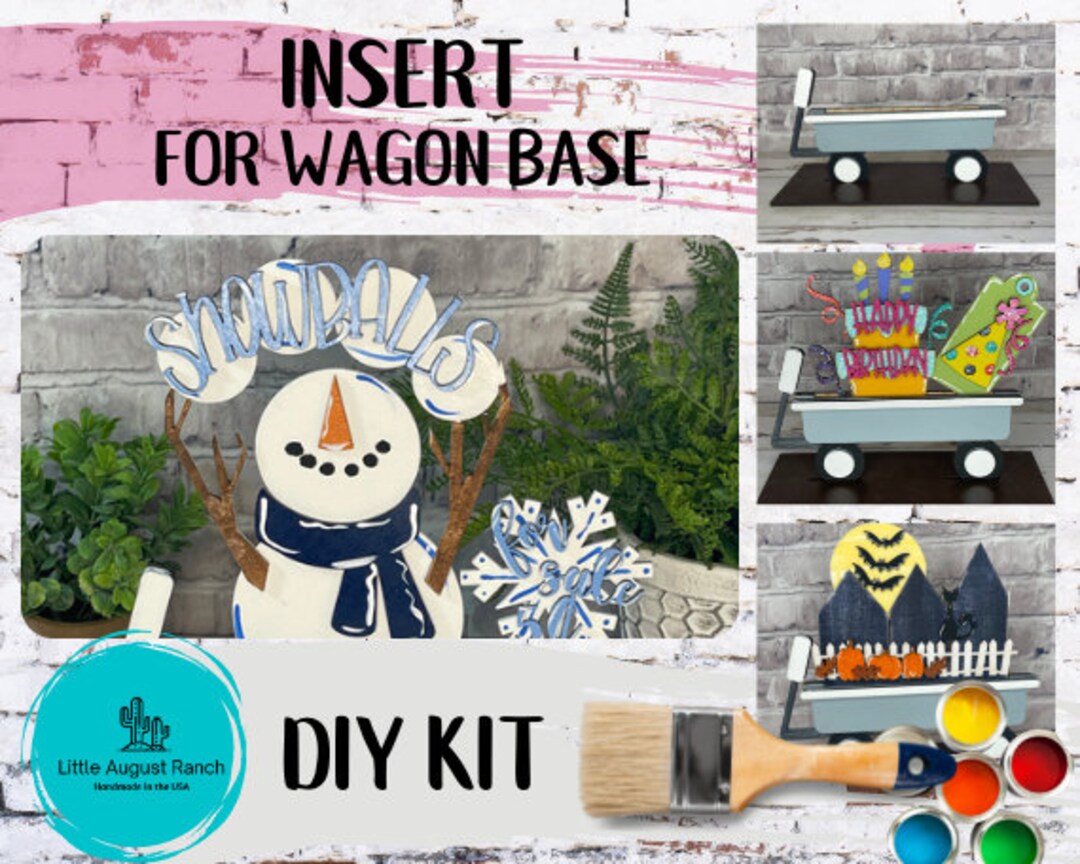 Snowman Wagon Insert for Interchangeable Inserts - Unfinished Decor ...