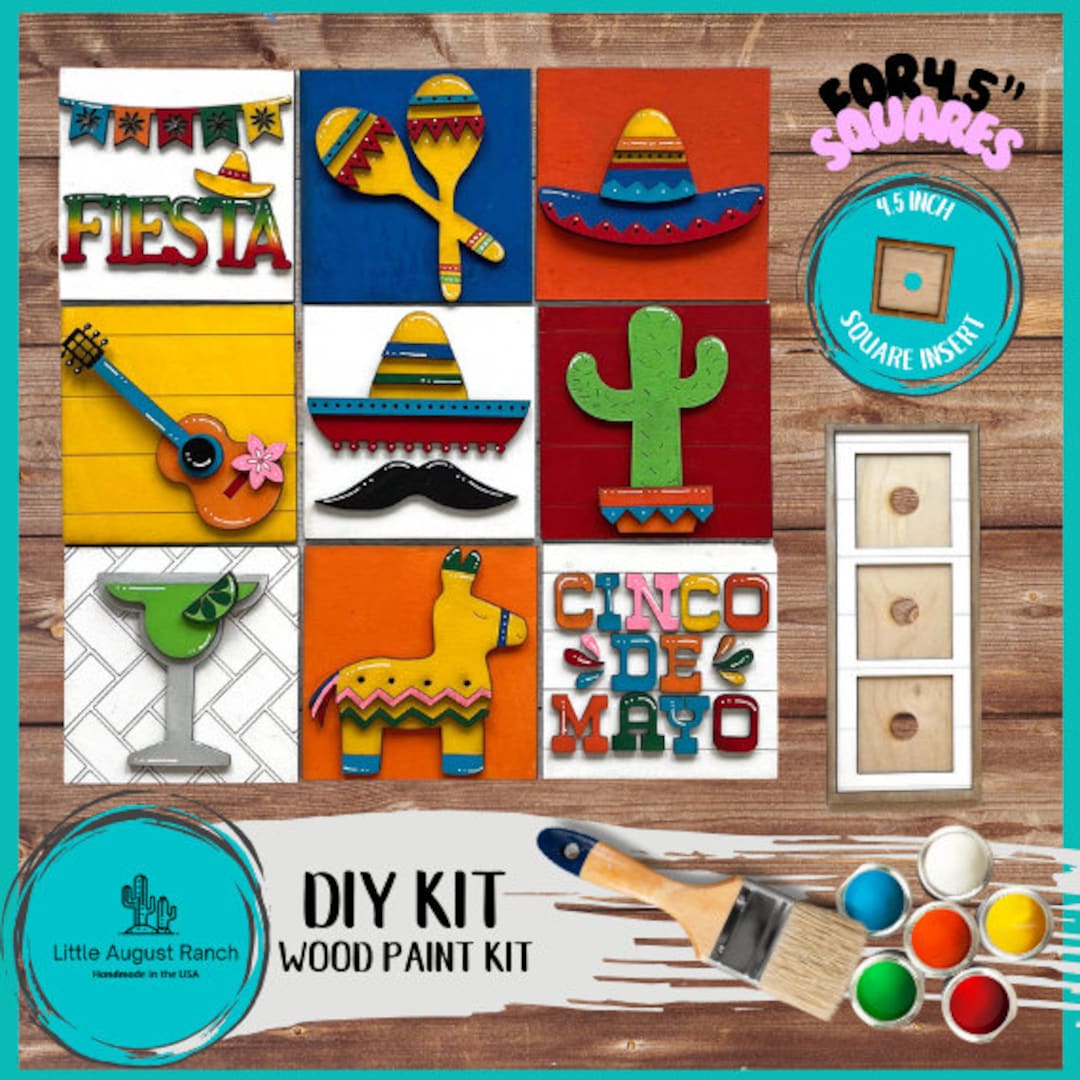 Fiesta Square DIY Tiles for 4.5" Frame - Wood Blanks to Paint and Craft ...