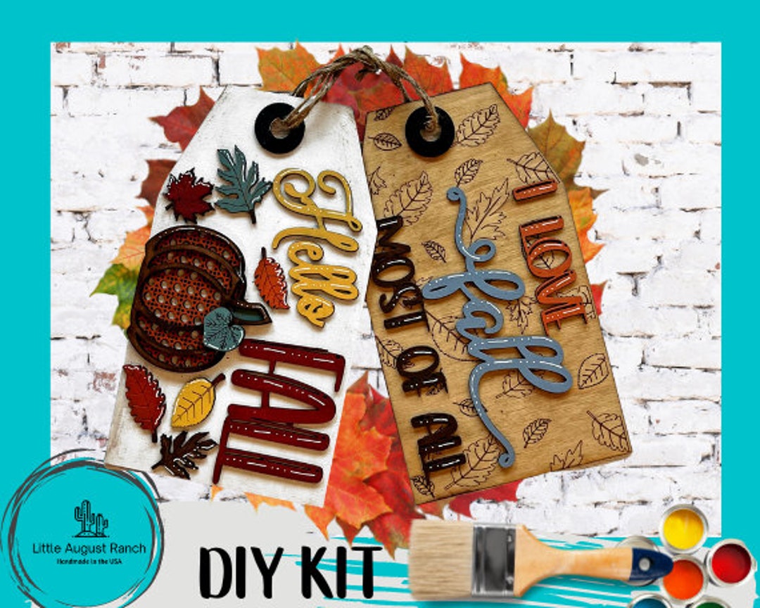 Hello Fall Door Hanger Tag Set - DIY Paint Kit Wood Blank Set - Etsy