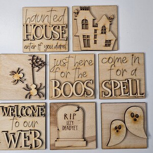 Spooky Halloween Haunted House Tiny Tile Set for Interchangeable Frame ...