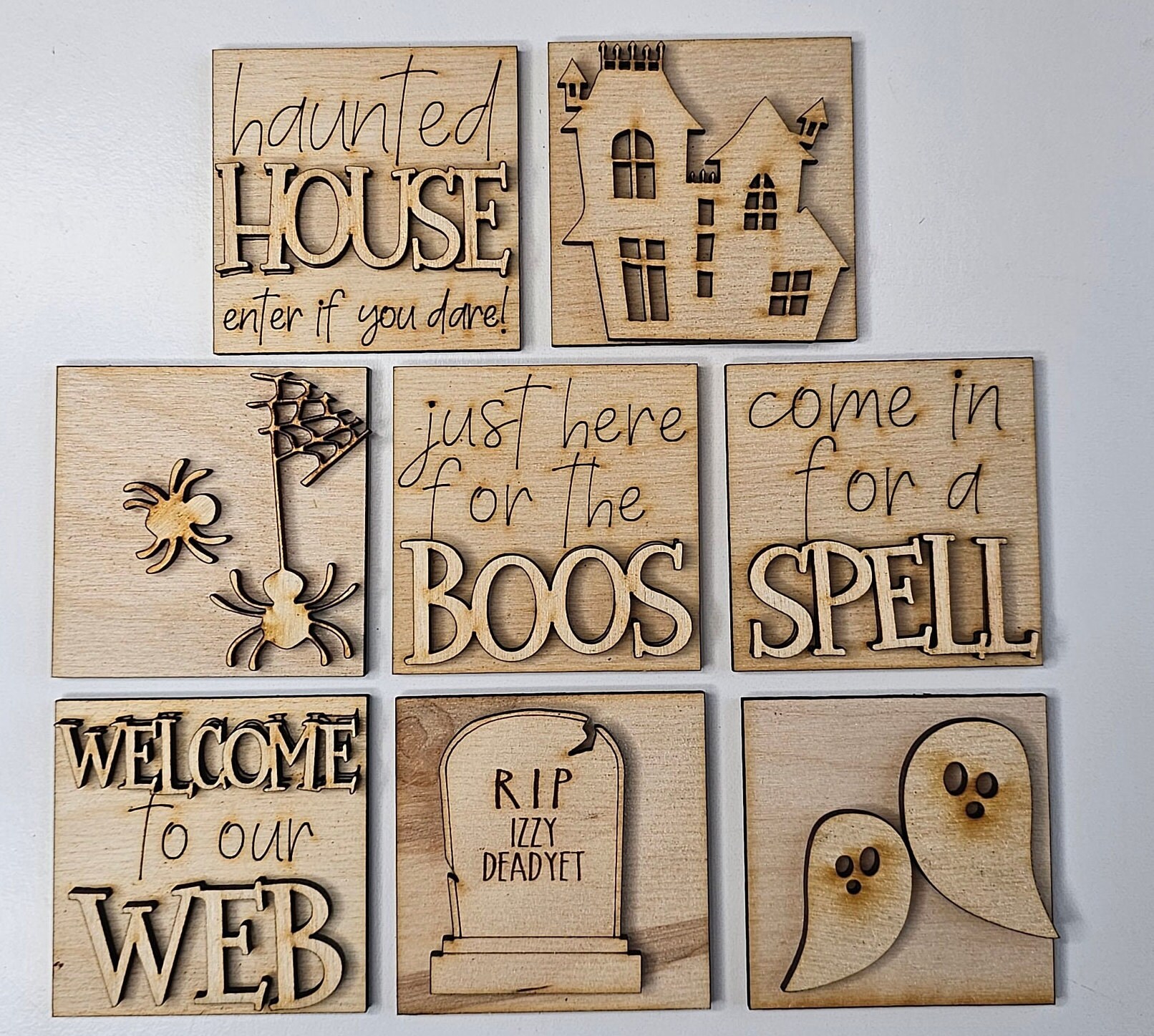 Spooky Halloween Haunted House Tiny Tile Set for Interchangeable Frame ...