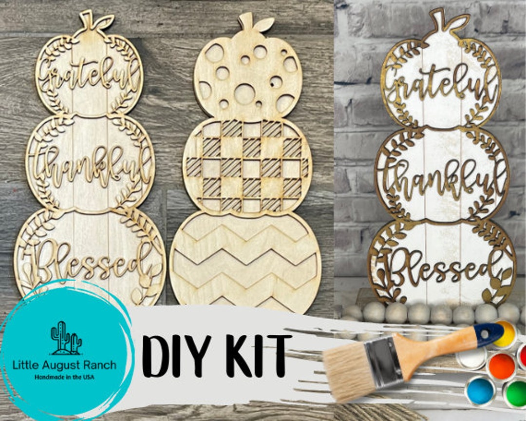 DIY Pumpkin Craft Kit -18" Stacked Pumpkins Paint Kit - Fall Wood ...