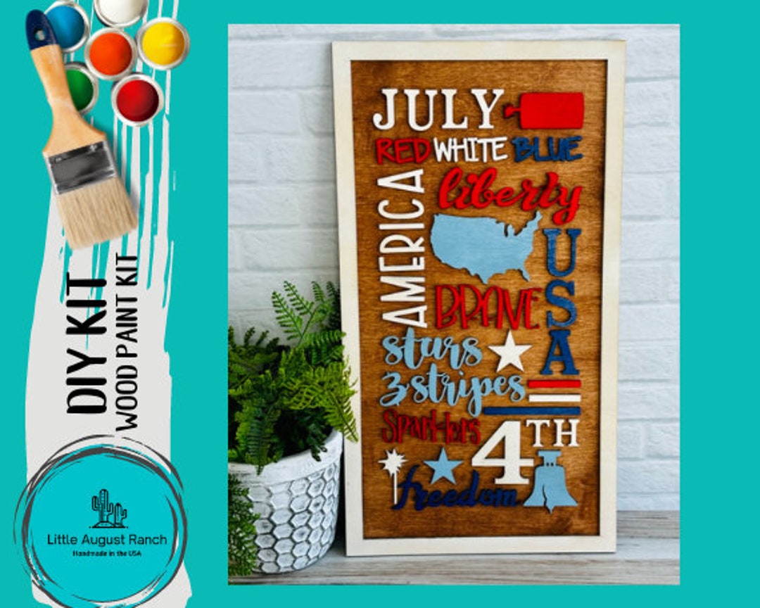 July Word Collage DIY Wood Kit - Etsy