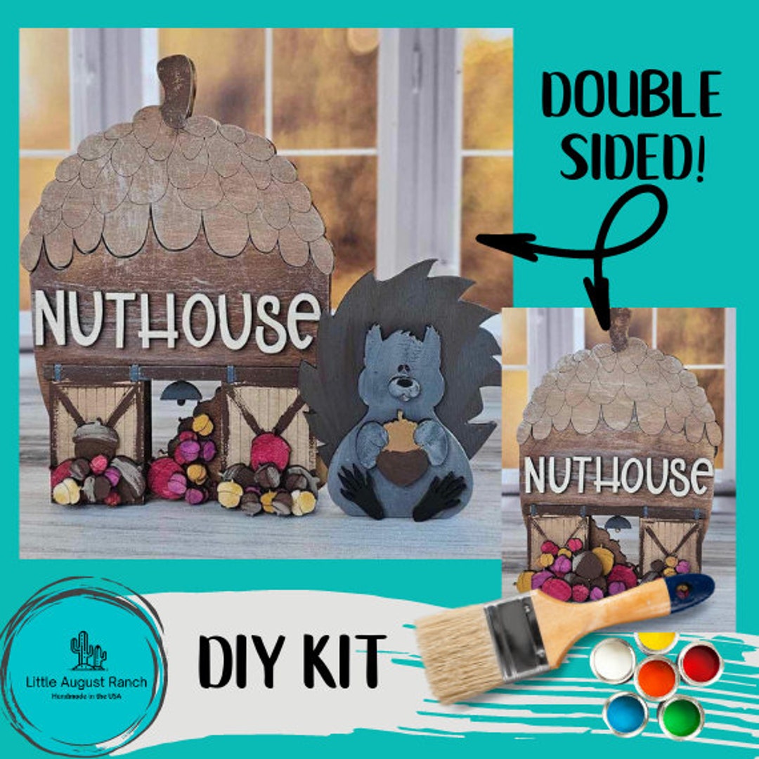 Fall Village Nuthouse Barn Self Standing Double Sided Pieces - DIY Wood Blanks for Painting - Etsy