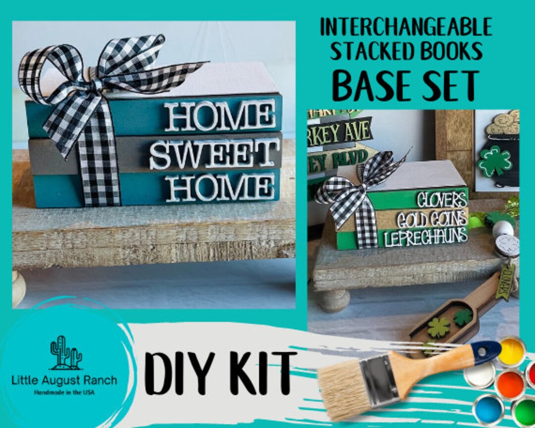 Stacked Books DIY Craft Kit - Add on Inserts - Tiered Tray Decor ...