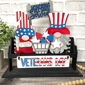 Veterans Day, Memorial Day, 4th of July Gnome DIY Mini Tray Sets - Wood ...