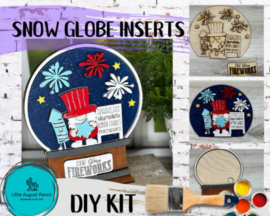 4th of July Insert for Snow Globe DIY Interchangeable Decor Inserts ...