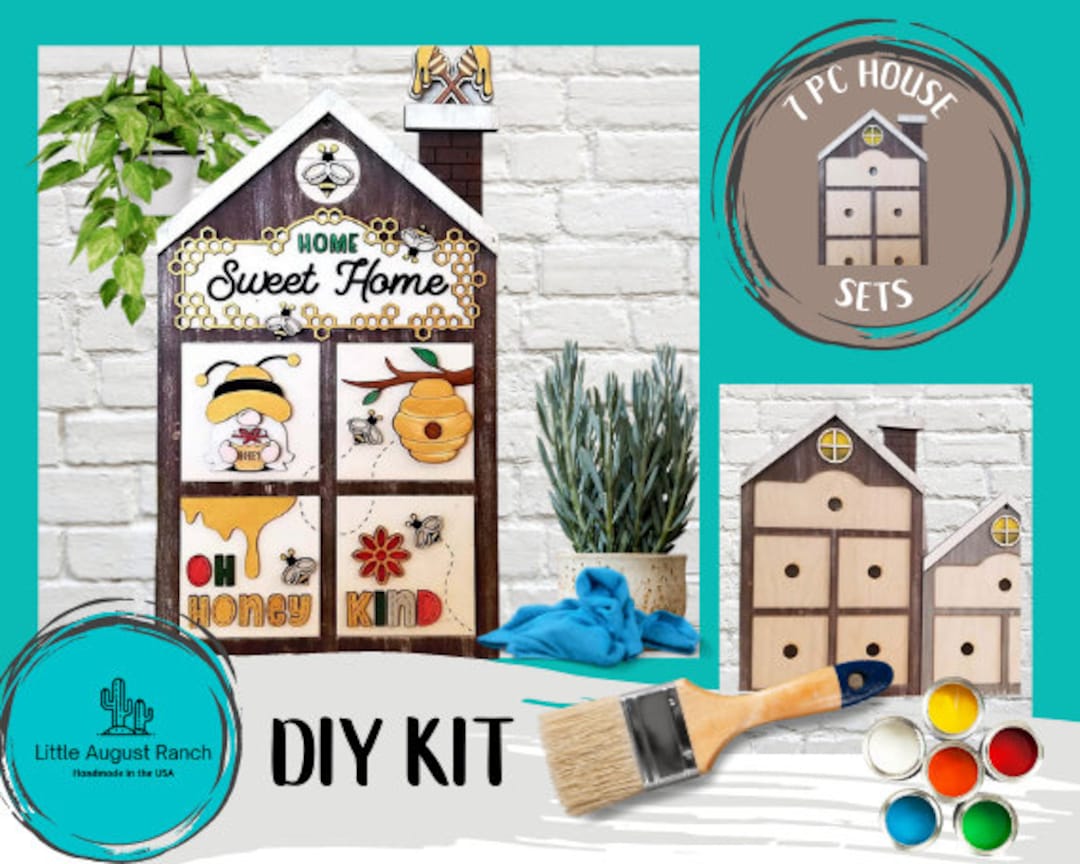 Honey Bee Square Inserts for House Frames Interchangeable 7 Piece Wood ...