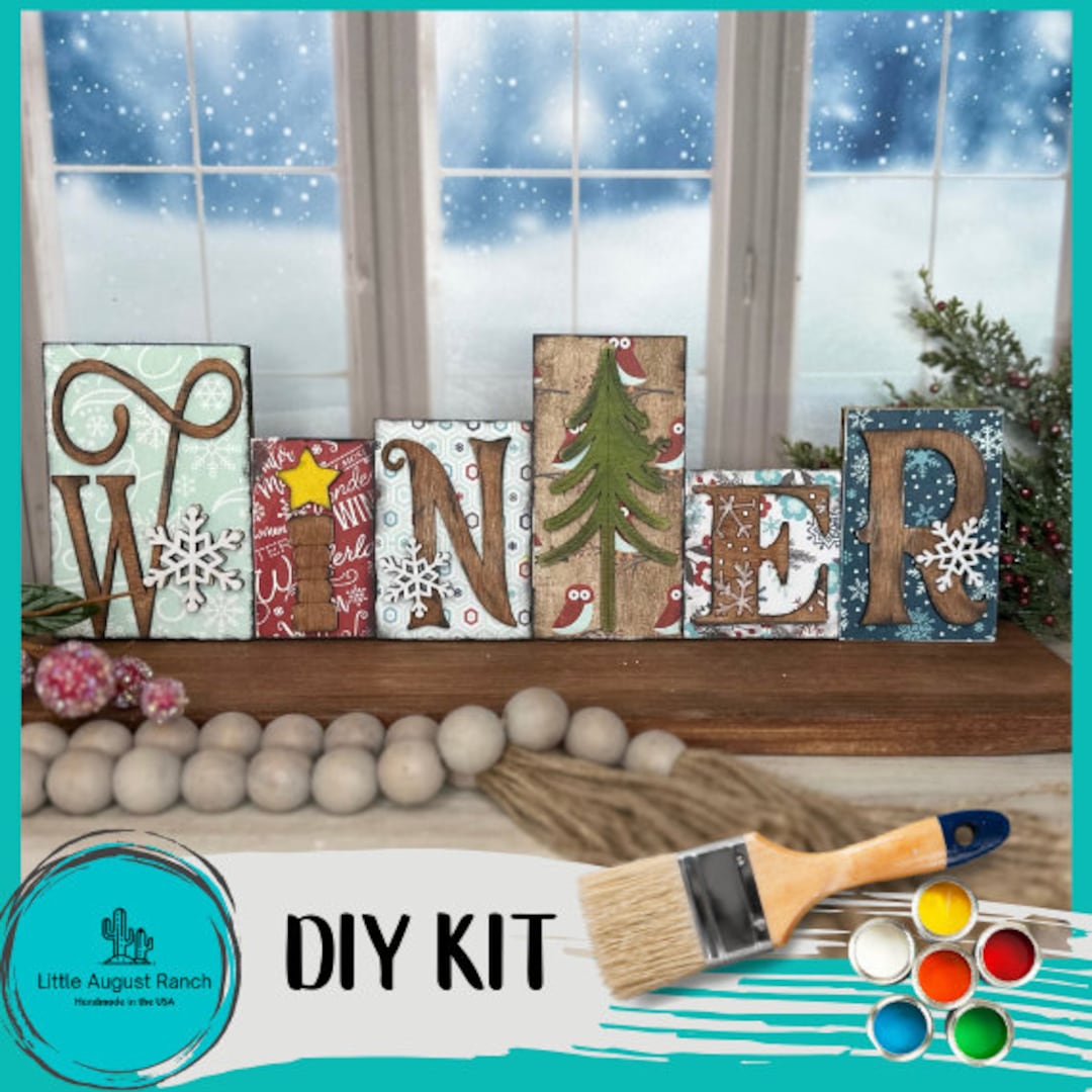 Winter Word Block - DIY Wood Blank Paint Kit - Etsy