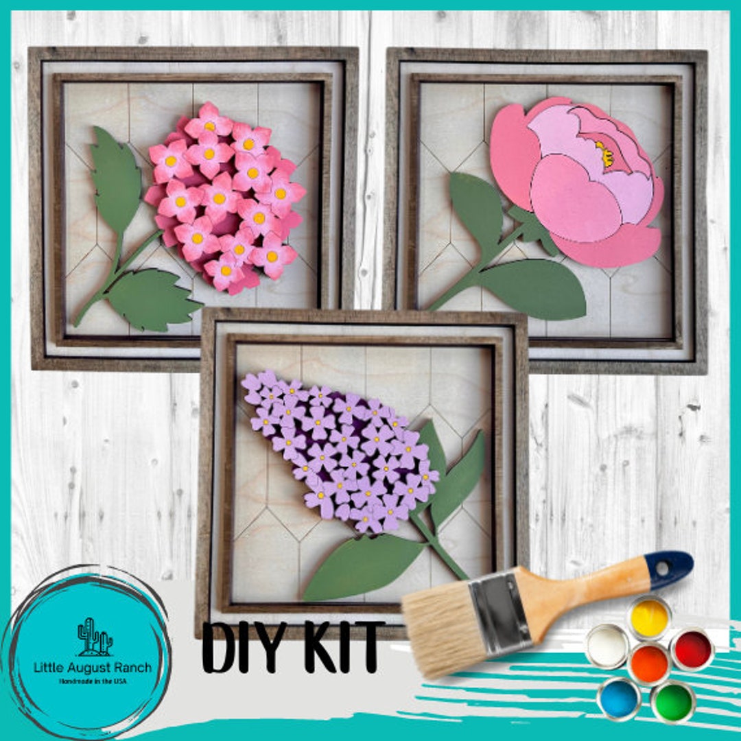 Floral Squares DIY Kit - Wood Blanks for Painting and Crafting - Etsy