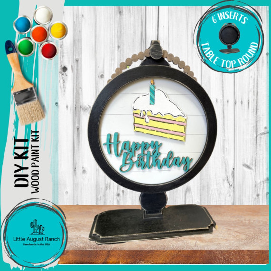 Happy Birthday Tabletop Round Sign Holder - Wood Blanks for Painting ...