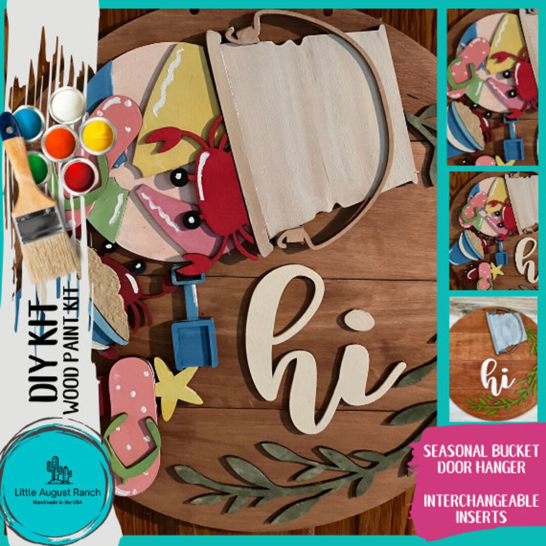 Beach Bucket Seasonal Bucket Door Hanger Insert- Wood Blanks for ...