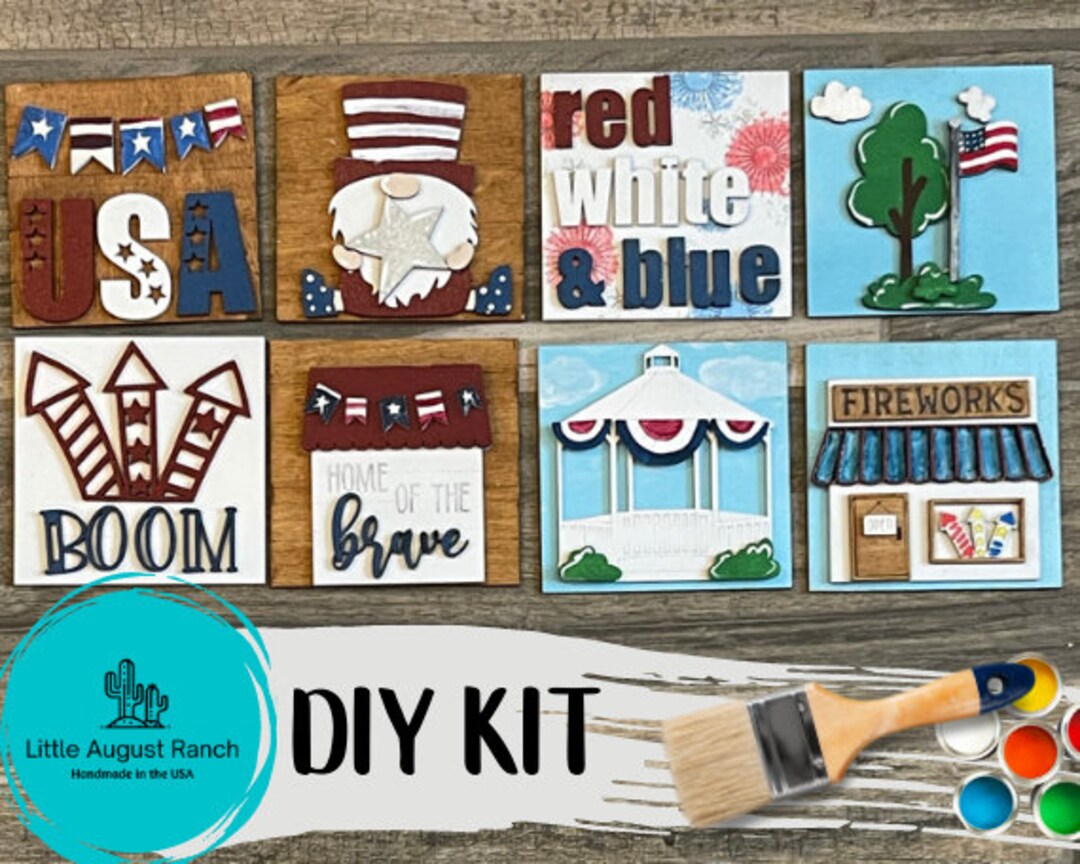 4th of July Leaning Ladder Insert Kit - Tiered Tray Paint Kit ...