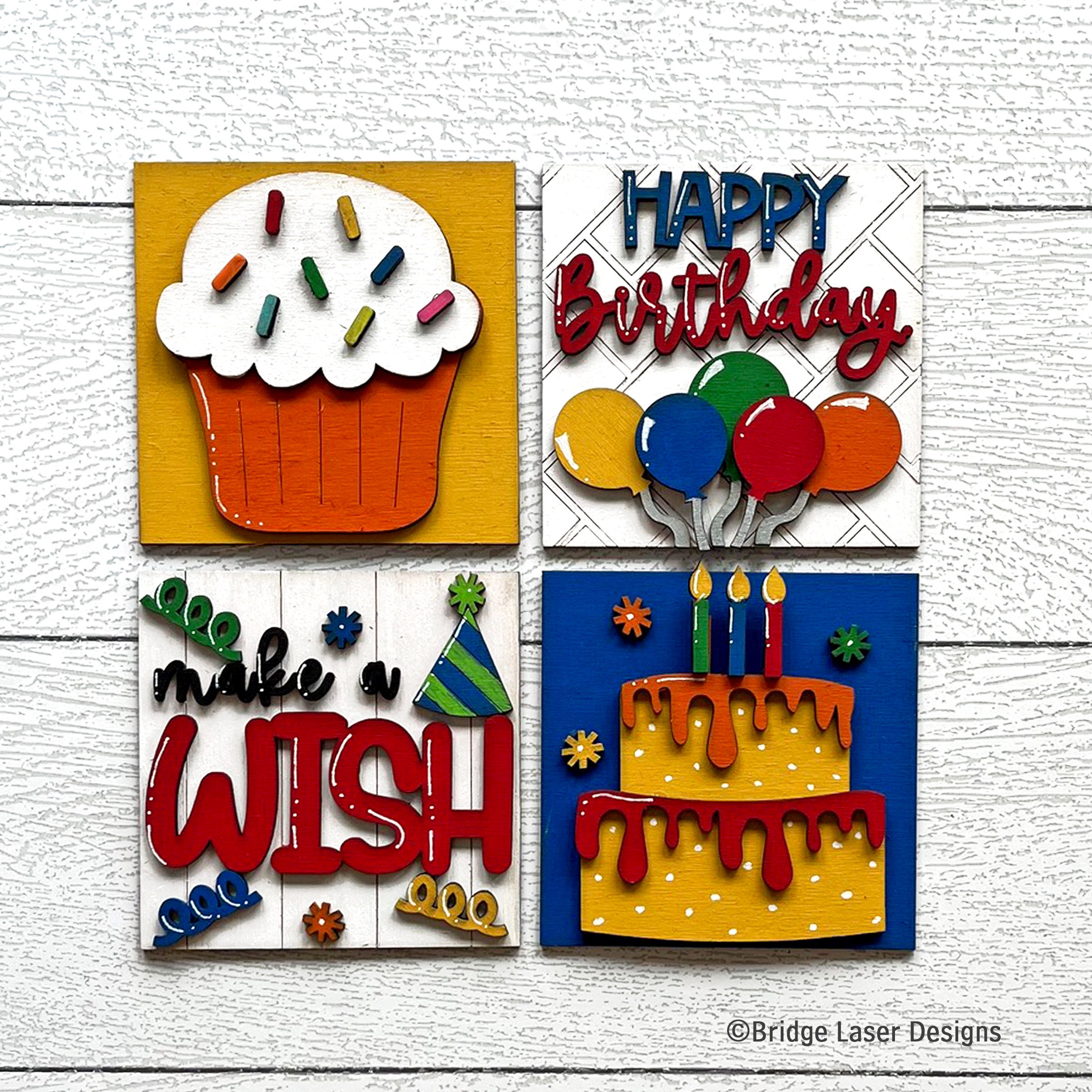 Birthday Square DIY Tiles for 4.5" Frame - Wood Blanks to Paint and ...
