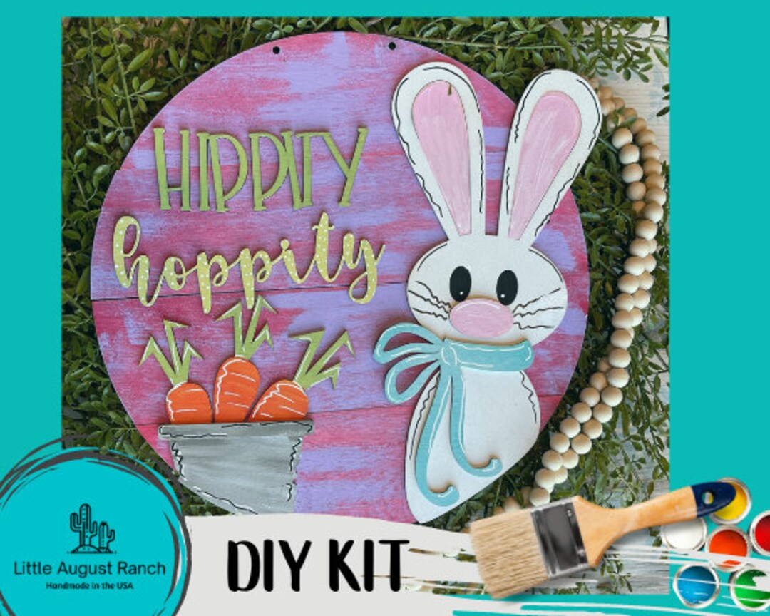 Hippity Hoppity Easter Bunny DIY Paint Kit - Door Hanger Craft Kit - Etsy