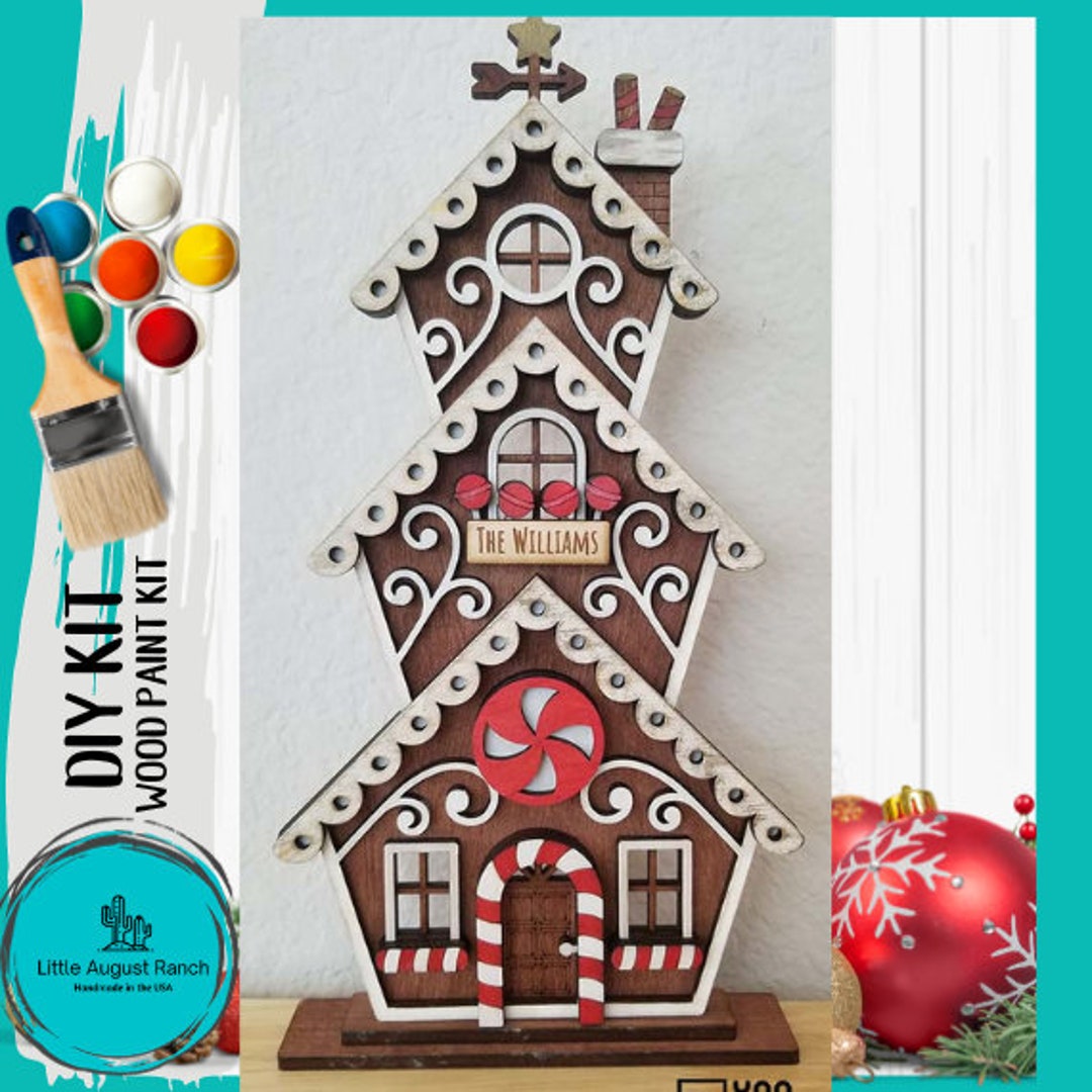 Large Gingerbread DIY Wood Kit - Winter Shelf Decor Wood Blank Sign ...