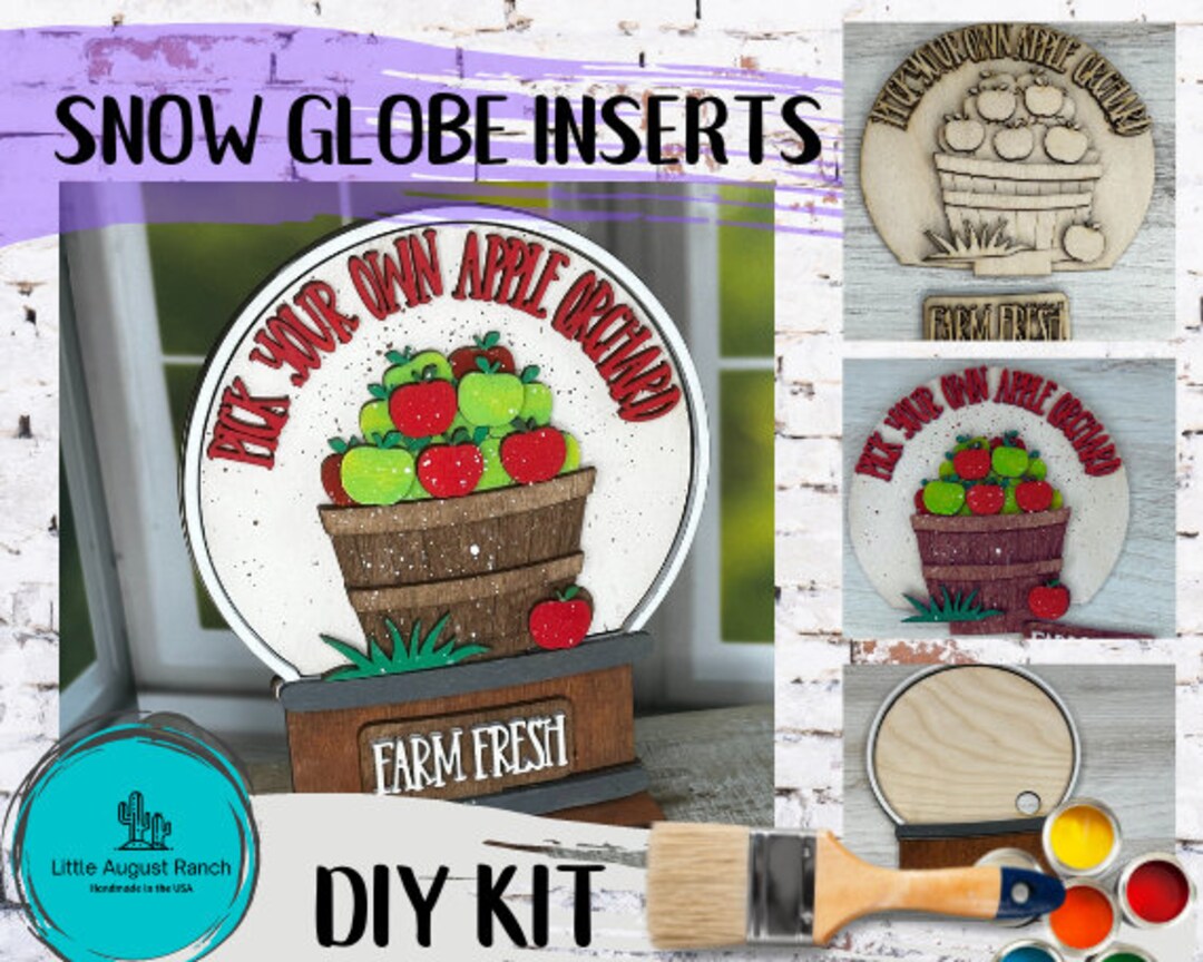 Apple Insert for Snow Globe DIY Interchangeable Decor Inserts - Wood ...