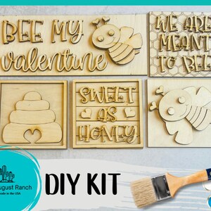 Valentine Honey Bee DIY Leaning Ladder Insert Kit - Interchangeable Valentine Decor - Bee Mine ...