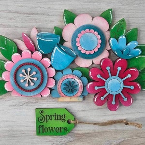 DIY Spring Flowrs Insert for Interchangeable Basket Decor - Wood Blank ...