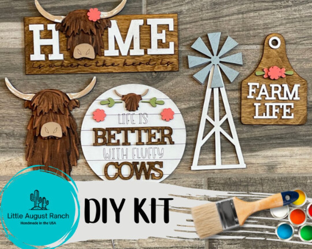 Highland Cow Tiered Tray DIY- Farm Tier Tray Bundle - Scottish Cow ...