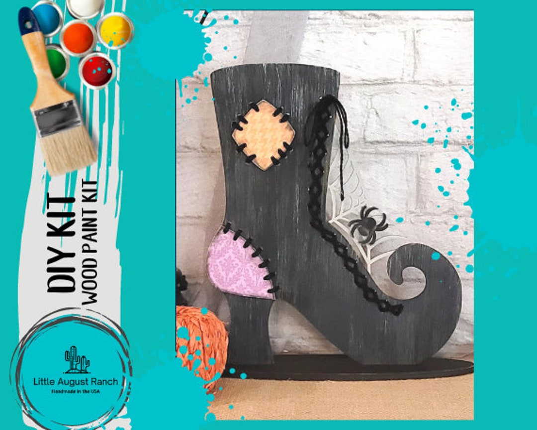 Witches Boot Halloween DIY - Standing on Base - Witch DIY Paint Kit ...