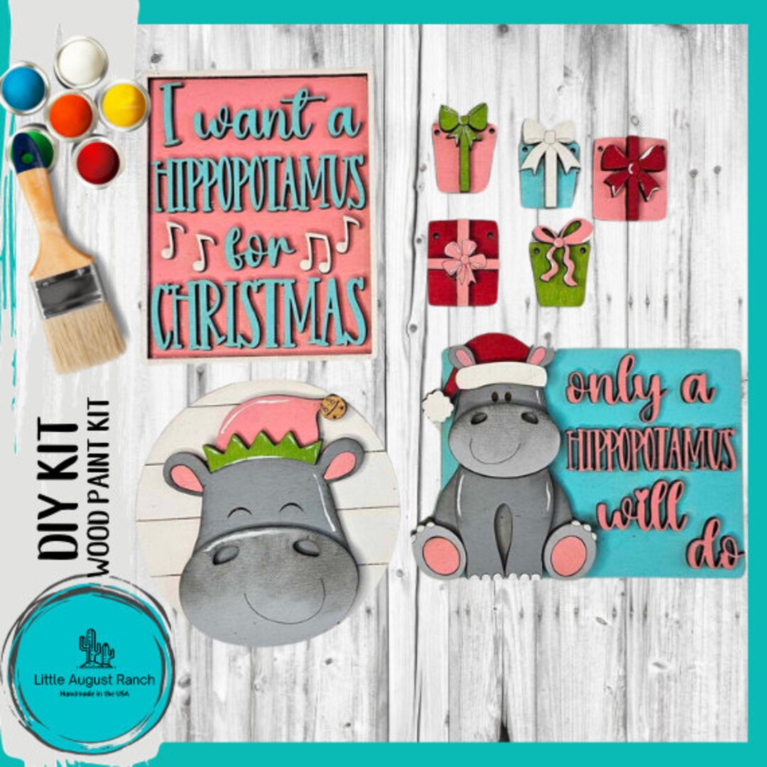 Hippopotamus for Christmas DIY Kit- Christmas Tray Kit- Tiered Tray ...