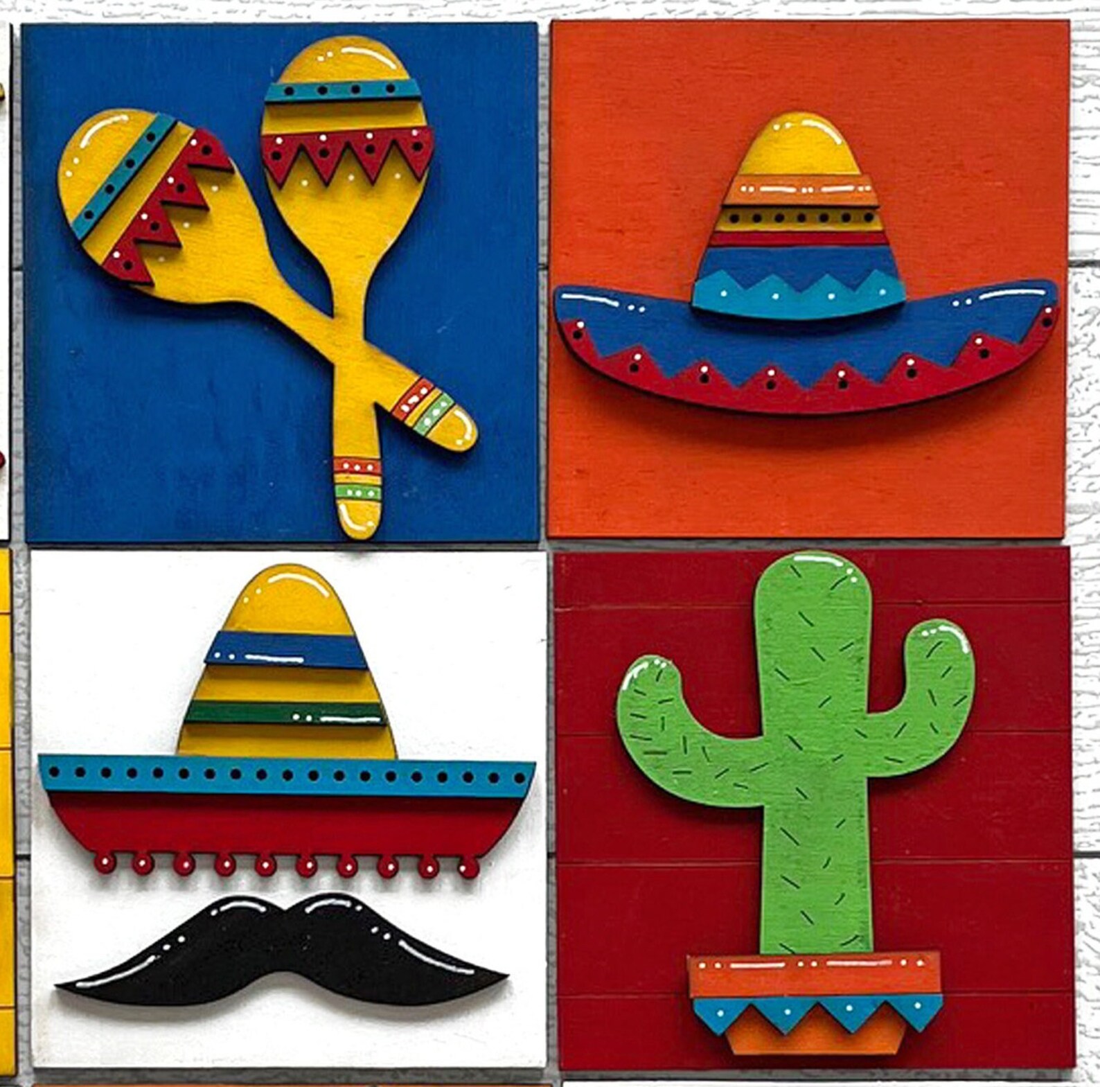 Fiesta Square DIY Tiles for 4.5" Frame - Wood Blanks to Paint and Craft ...