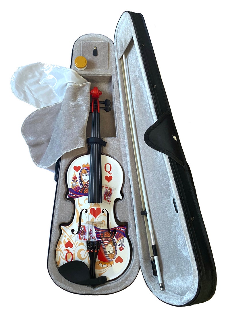 Queen of Hearts White/red Violin Outfit W/ Ruby Red Crystal Fine Tuners ...
