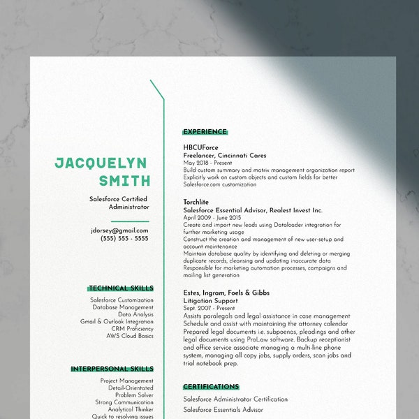 Admin Cv Template - Etsy