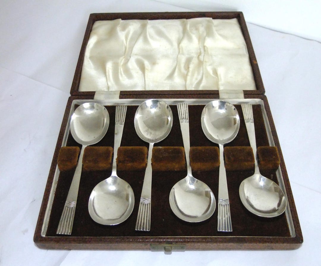Vintage Soup Spoons Silver Plate Plated 60s Cutlery, Boxed Set of 6 ...